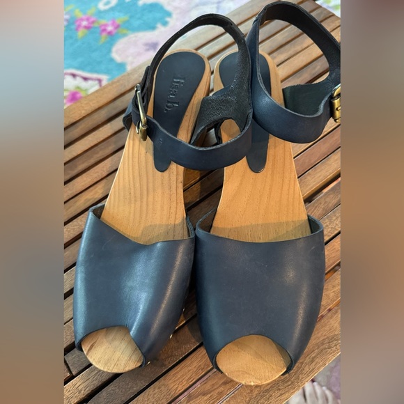 lisa b | Shoes | Lisa B High Heel Peep Toe Clogs In Navy | Poshmark
